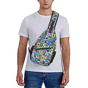 GregTins Colorful Mexican Loteria Cards Cross Chest Bag Diagonally Men Women Crossbody Shoulder Bag Casual Fashion Travel Bag Sling Backpack