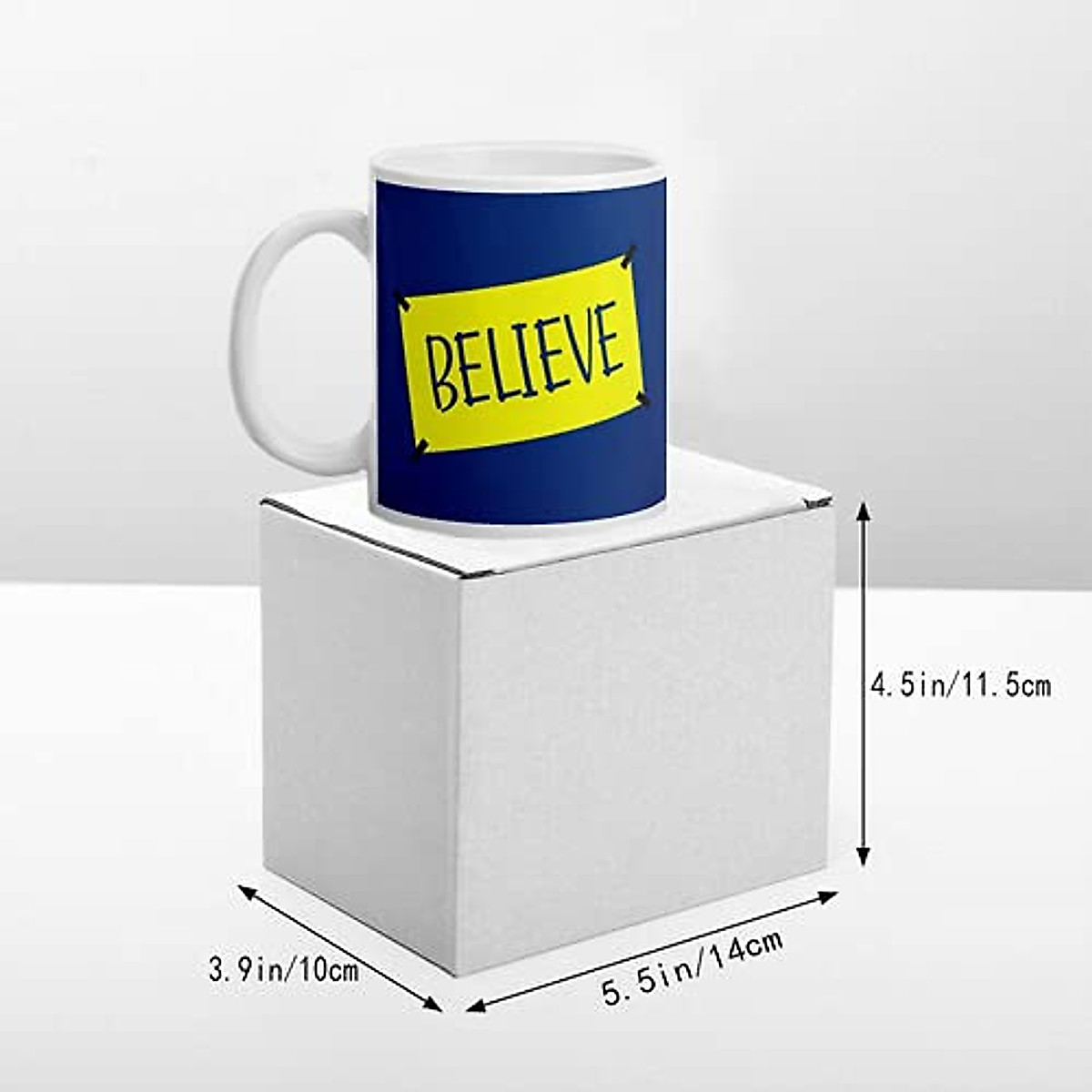 ECKOI Novelty Mugs Believe Sign Ted Lasso Coffee Mug Believe in Yourself Inspirational Gifts for Women Friend Kids Tea Cup for Mommy on Mother's Day/Birthday/Christmas Mug 11oz