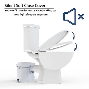 Simple Project 600 Watt Macerating Toilet With Pump, Upflush Toilet For Basement Toilet System, With 4 Water Inltes For Bathroom, Shower, Laundry (Two Piece Toilet)