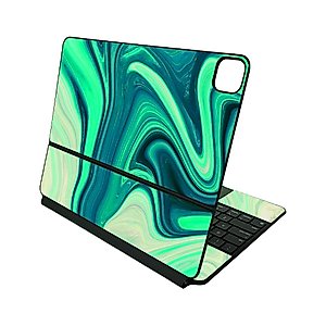 MightySkins Skin Compatible with Apple Magic Keyboard for iPad Pro 12.9" (3rd-6th Generation) - Aqua Swirl | Protective, Durable, and Unique Vinyl Decal wrap Cover | Easy to Apply | Made in The USA