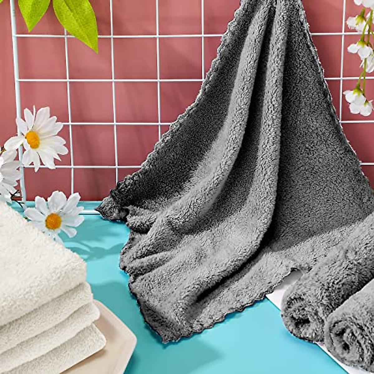 10 Pieces Guinea Pigs Blankets Hamster Fleece Cage Liners Soft Guinea Pig Accessories Small Animal Pet Blanket Sleep Bedding Mats Pet Supplies for Dog Puppy Cat (Gray, Beige,11.8 x 11.8 Inch)