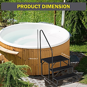 Pool Ladder, 3 Step Outdoor Steps 660 LBS Load Capacity, Portable RV Steps with Handrail and Non-Slip Platform, Mobile Home Steps Camper Accessories as Gifts for Campers and RV Travelers (3 Step)