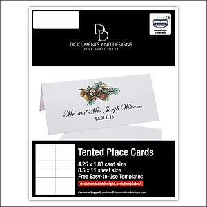 Christmas and Holiday Pine Boughs Printable Place Cards, Set of 60 (10 Sheets), Laser & Inkjet Printers - Wedding, Party, Dinner, and Special Events - Made in the USA