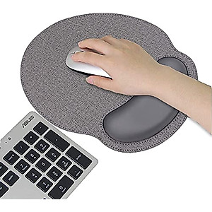 RICHEN Ergonomic PU Leather Mouse Pad with Wrist Support,Comfort Memory Foam,Waterproof Surface，Non- Slip Rubber Base for Computer Laptop & Mac,Lightweight Rest for Home,Office & Travel (Grey)