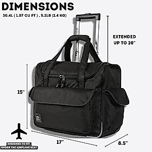 J World New York Donna Rolling Tote Bag on Wheels. Laptop Carry-On, Black (Measures 15 X 17 X 8.3 inches, Holds over 35 litres)