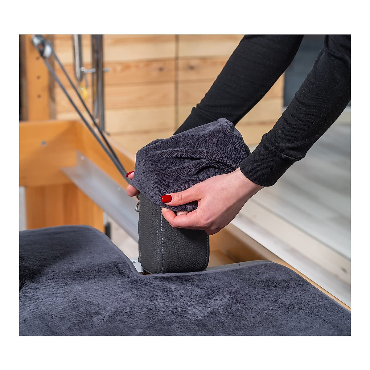 Pilates Reformer Non-Slip Mat Towel (Included 2 Pcs Shoulder Block Covers) (DARK GREY)