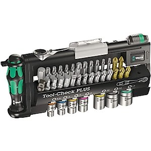Wera Tool-Check Plus Bit Ratchet Set with Sockets + Kraftform Kompakt 25 Pouch Set