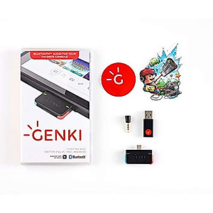 GENKI Audio Bluetooth 5.0 Adapter for Nintendo Switch/Switch Lite/PS4/PS5/PSVR2 - Compatible with All BT Headphones & Airpods, Low Latency with aptX Technology (Neon)