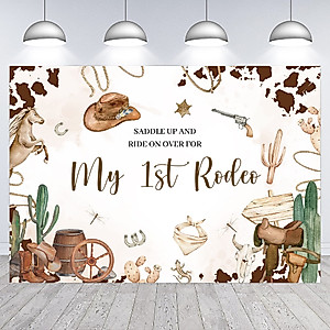 Hilioens 7×5ft My 1st Rodeo Backdrop Western Cowboy First Birthday Background for Girl Wild West Cactus Mexican Cowboy Party Decorations Banner Supplies