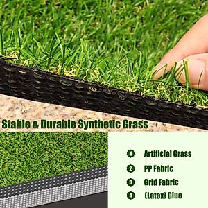 Weidear 0.8 inch Artificial Grass, 4ft 11in x 8 ft Realistic Turf, Indoor Outdoor Artificial Synthetic Grass Rug, Fake Grass Carpet Patio Mat for Dogs Pets/Garden Lawn Landscape, Customized