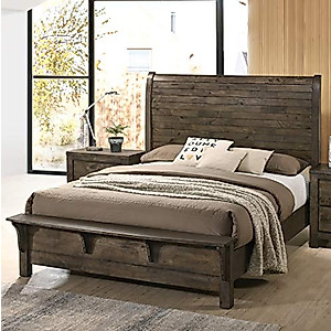 Roundhill Furniture Pavita Sleigh, Queen, Classic Gray