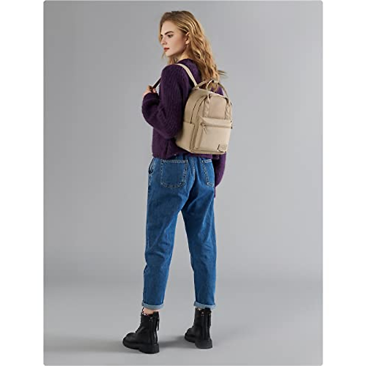 HotStyle 8811s+ Fashion Mini Backpack, Women' Small Backpacking Purse, Pastel Khaki