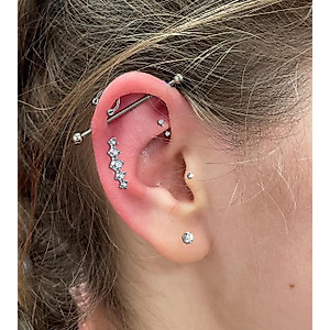 NICEIGHT 20Pcs 316L Stainless Steel Industrial Barbell Earring Cartilage Earring Helix Tragus Studs Conch Daith Piercing Jewelry G