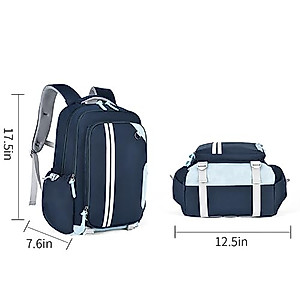 JIHUBEAR Youth Backpack Waterproof with Reflective Strips, Large Capacity, and Comfortable Wear for Students Aged 6-12, Perfect for School, Travel, and Outdoor Adventures Blue
