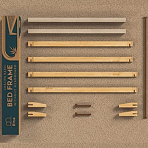 Bme Chalipa 14” King Bed Frame - Solid Wood Platform Bed - Japanese Joinery Bed Frame - Wood Slat Support - No Box Spring Needed - Easy Assembly - Minimalist & Modern Style, Golden Natural