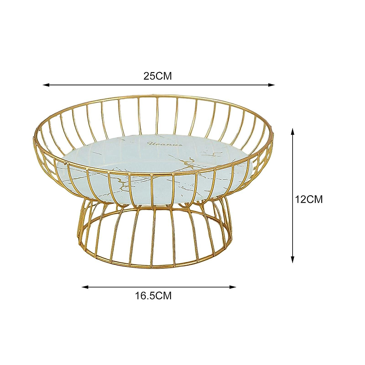 WeiLaiKeQi Fruit Basket Fruit Holder Serving Bowl Fruit Tray Cakes Holder Round Bread Storage Basket Fruit Bowl for Outdoor Parties Household Garden, 25cm Glass Bottom