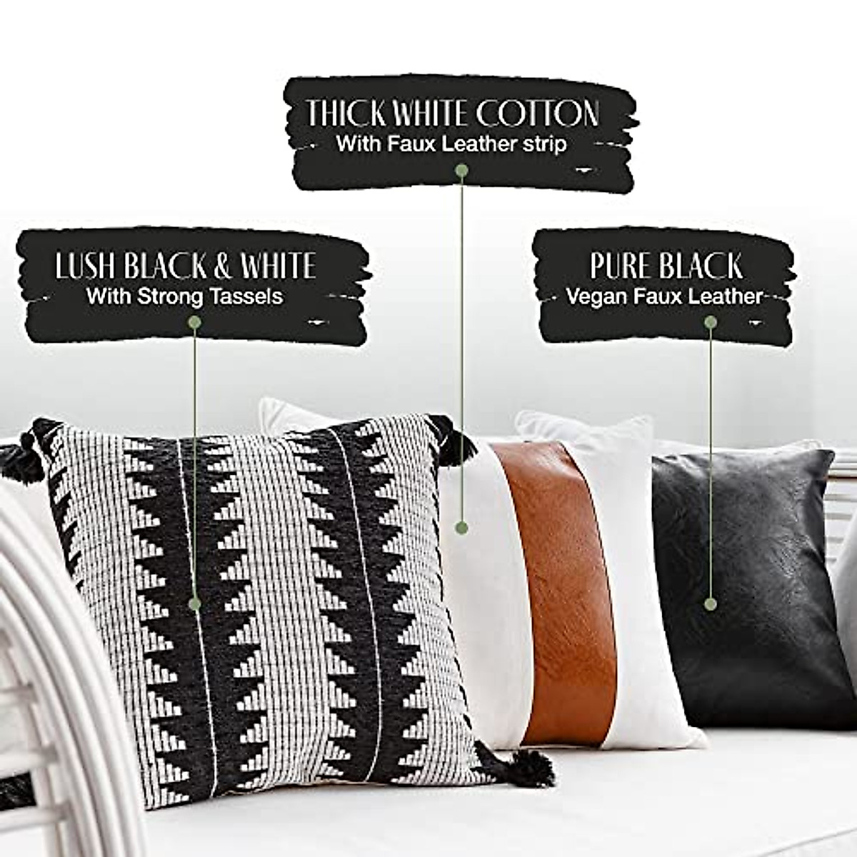 Boho Throw Pillow Covers - Bundle of 7 Decorative Farmhouse Pillow Cases for Living Room - Aztec Toss Pillow Covers 18x18 for Couch Sofa Bed