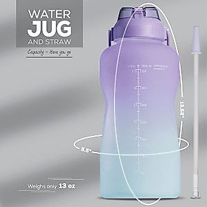 YOU GOT THIS LIVING Motivational Water Bottle with Straw & Handle,One Gallon Water Bottle 128 oz/3.8L,Reusable Water Jug, Achieve All-Day Hydration SpillProof, BPA FREE