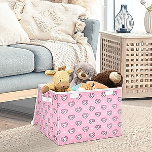 JUNZAN Rubber Duck Heart Valentine Pink Storage Bins with Lids Collapsible Clothes Toys Storage Box with Handle Closet Organizer Home Decor Office Basket