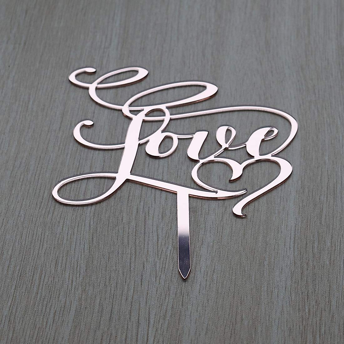 Love Cake Topper - Wedding/Engagement/Bridal Shower/Anniversary/Birthday/Bachelorette/Confession Party Decorations Supplies, Mirror Rose Gold Acrylic