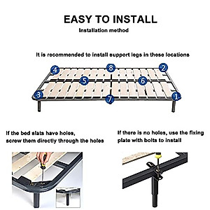 Neluko Set of 2 Metal Adjustable Height Bed Frame Support Legs, Steel Bed Frame or Wooden Bed Center Slat Support Leg, Heavy Duty Sofa Furniture Cabinet Feet, with mounting Wrench (8.8" to 10.9")