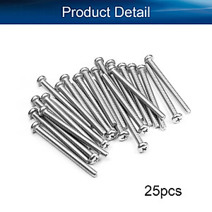 Yinpecly 25Pcs M5 x 60mm Machine Screws Pan Phillips Cross Head Screw 304 Stainless Steel Fasteners Bolts Silver Gray