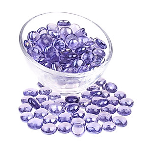 KINGOU Flat Glass Gems/Beads/Stones for Vase Filler, Table Scatter, Games - 1 Lbs (14-16mm, Approx. 5/8")