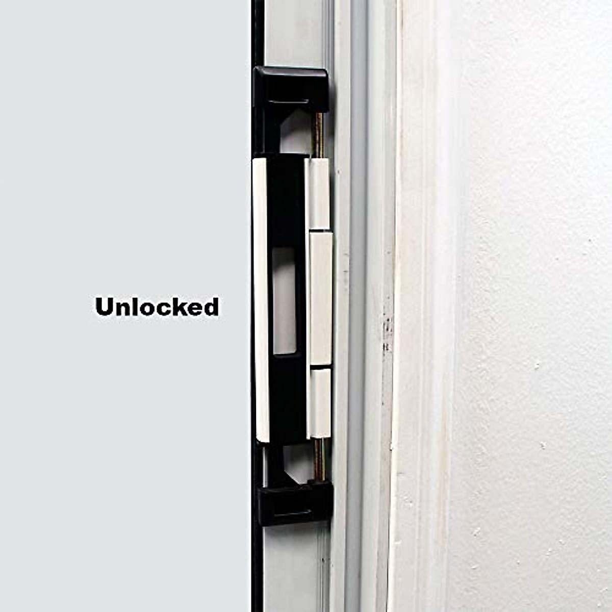 Prime-Line U 11037 Patio Door Deadbolt Lock, 8 In. Overall Height, Steel Bar, Surface (1 Kit), White/Black