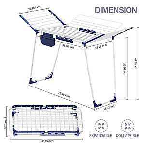 APEXCHASER Clothes Drying Rack, Foldable Laundry Rack with Sock Clips, Indoor/Outdoor for Towels, Clothes, Dress
