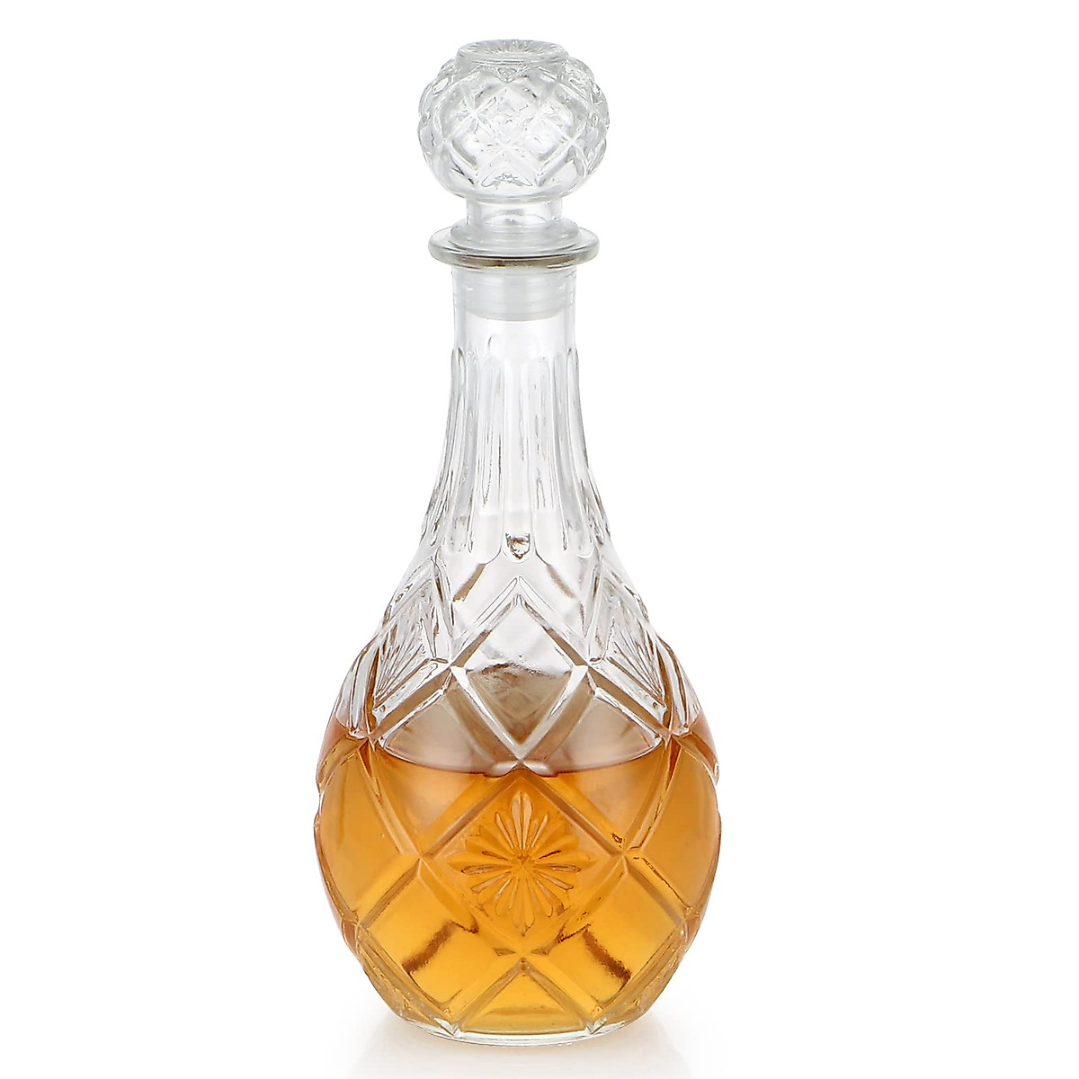 MDLUU Glass Decanter with Airtight Stopper, 1000ML/33.8OZ Liquor Decanter Bottle for Wine, Whiskey, Brandy, Vodka (Round Diamond)