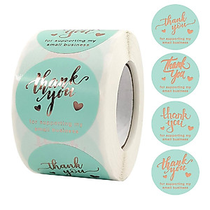 Thank You for Supporting My Small Business Stickers, 500 pieces Thank You Label for Business Boutiques Retailers, Self-Adhesive Seal Stickers Roll for Envelopes, Bags and any Packages (Blue, 1.5 inch)