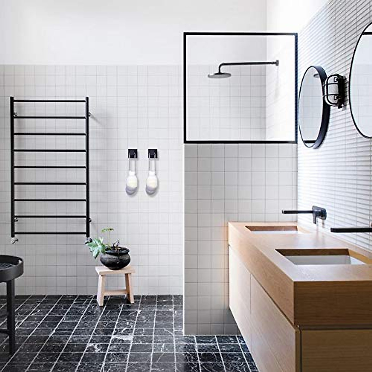 BEIGEEWY 2 Pack Matte Black Towel Hook Stainless Steel Bathroom Rustproof Clothes Towel Coat Hook Heavy Duty Wall Mounted Square