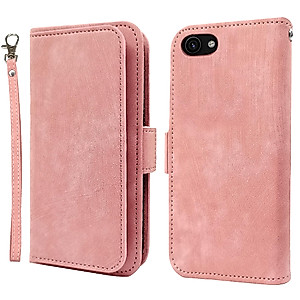 Furiet Compatible with Google Pixel 3a Wallet Case Wrist Strap Lanyard Leather Flip Credit ID Card Holder Stand Cell Accessories Folio Purse Phone Cover for Pixel3a Pixle a3 Women Men Pink