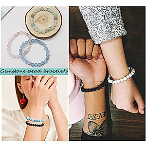 Jewdreamer 12Pcs Healing Stone Beaded Bracelets for Women Men Semi-Precious Gemstones Bracelets Crystal Beaded Bracelet Unisex Adjustable Stretch Bracelets 8MM