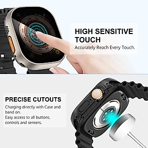 WINGLE 2 Pack for Apple Watch Ultra 2 49mm Privacy Screen Protector Case, [Anti-Peeping] 2 in 1 Waterproof 360 Protective Glass Face Cover Hard PC Bumper for iWatch Ultra 49 mm, Titanium