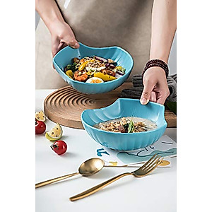 Bruntmor Kitchen Utensil Holder for Countertop, 5.6" Ceramic Utensil Organizer | Set Of 4 Utensil Crocks Countertop Matte Glazed Modern Kitchen Decor For Counter, Easy to Clean, Blue