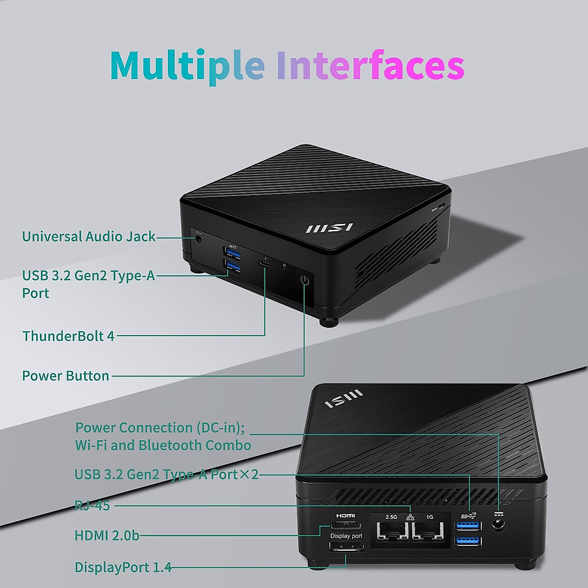 MSI Cubi B0A8 Premium Compact Desktop - 12th Gen Intel i7-1255U Processor, 32GB RAM, 1TB SSD, Wi-Fi 6, Windows 11 Pro, Support 4K@60Hz Triple Display for Home/Office/Gaming