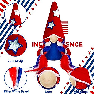 4th of July Patriotic Gnome Plush Elf Ornament 2Pcs Handmade Gnome Plush American Couple Scandinavian Tomte 4th of July Veterans Day Memorial Day Gift Independence Day Table Decorations Tray Ornament