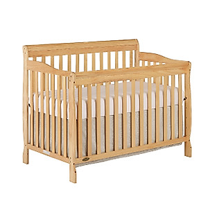 Dream On Me Ashton 4-In-1 Convertible Crib In Natural, Greenguard Gold, JPMA Certified, Non-Toxic Finishes, Features 4 Mattress Height Settings, Made Of Solid Pinewood