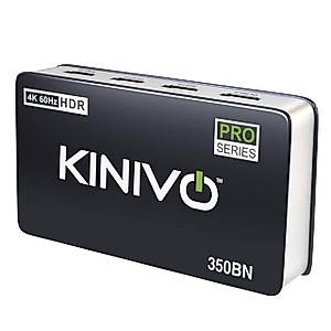 Kinivo 350BN 4K HDMI Switch with BlueRigger 4K HDMI Cable - 6.6FT, 3 Pack (4K 60Hz, HDR, HDMI 2.0, 3 Port Switch, Auto-Switching)