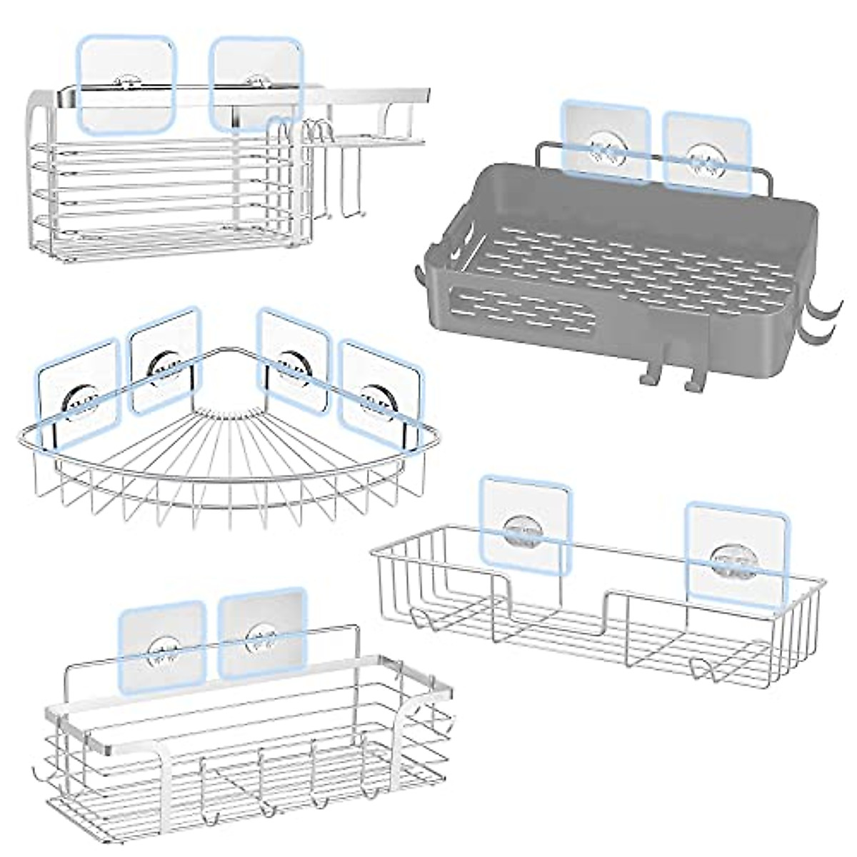 Shower Caddy Adhesive Replacement Stickers Hooks Adhesive Pack of 10 for Corner Shelf Basket Bathroom Shelf, Shower Caddy Hanging