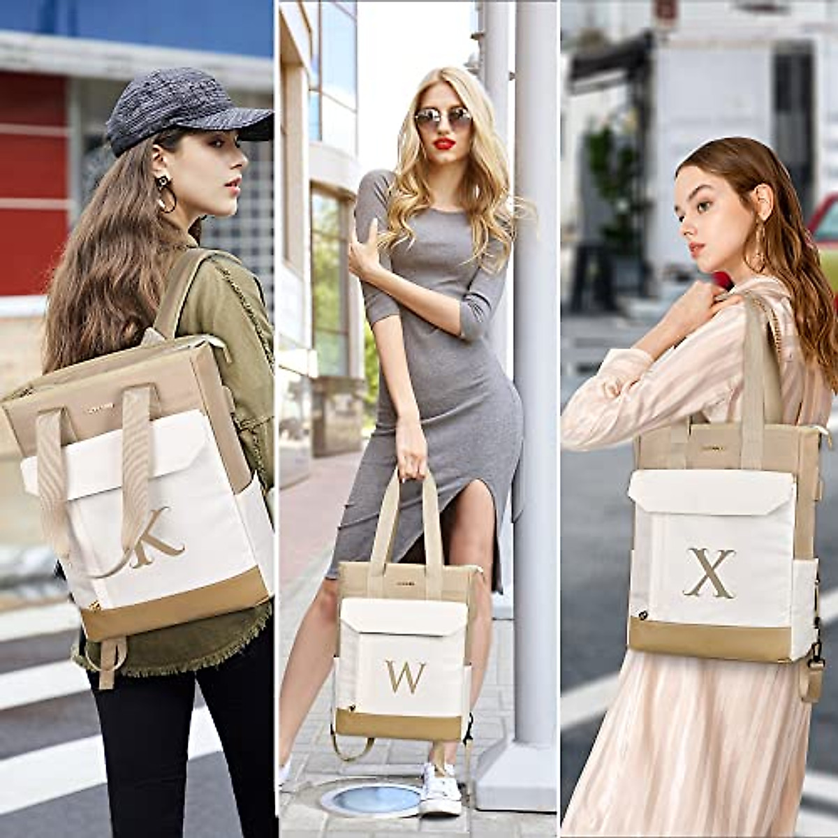 Personalized Initial Laptop Tote Bag Women-15.6" Backpack Purse with USB Port, 2023 Christmas Gift/Birthday Gifts for Women/Teen Girls/Coworker/Colleage, Waterproof Teacher Work Bag-Letter M