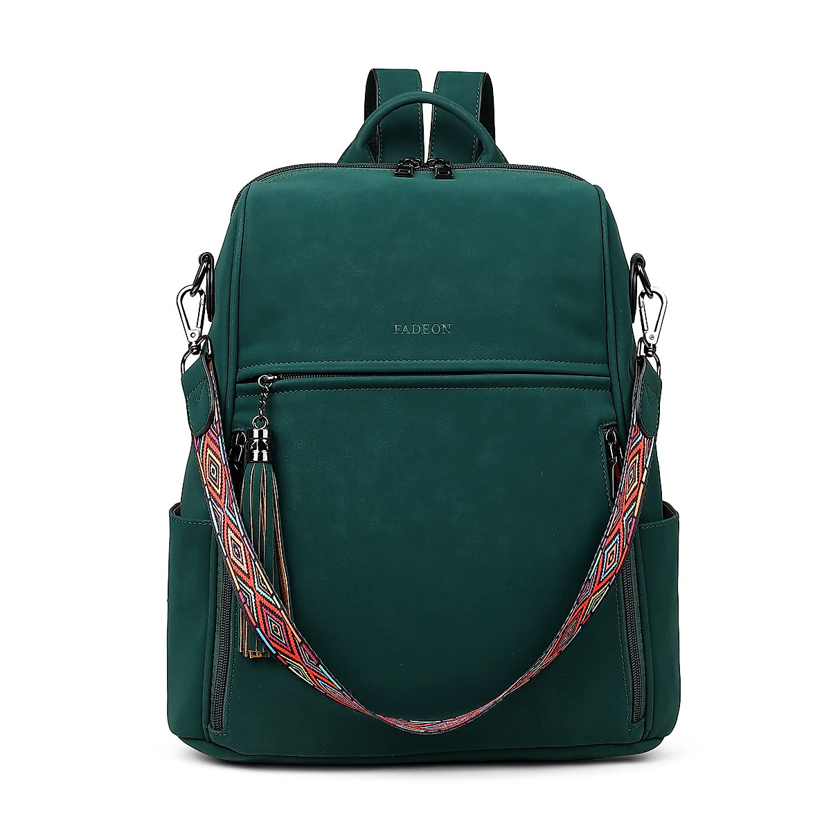 FADEON Leather Backpack Purse for Women Designer Ladies Shoulder Book Bag Fashion PU Convertible Travel Backpack Purses and Shoulder strap