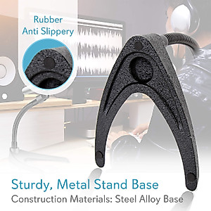 Pyle Desktop Microphone Stand - Universal Tabletop Mic Holder w/ Flexible 8.2'' Inch Gooseneck Mount and Solid U Shape Base - Perfect for Table Desk or Counter - PMKS8,Black