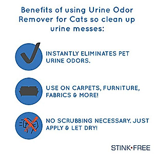 Stink Free Instantly Urine Odor Remover & Eliminator for Cat Urine, Oxidizer Based Urine Cleaner for Carpets, Rugs, Mattress, etc. 128 Oz (1 Gallon)