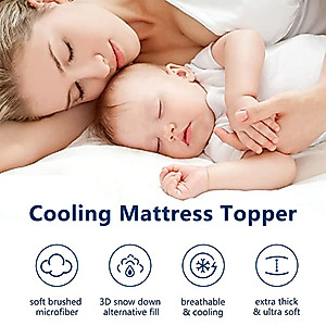 TEXARTIST Full Cooling Mattress Topper for Back Pain, Extra Thick Mattress Pad Cover, Plush Soft Pillowtop Bed Topper with Elastic Deep Pocket, Overfilled Down Alternative Filling