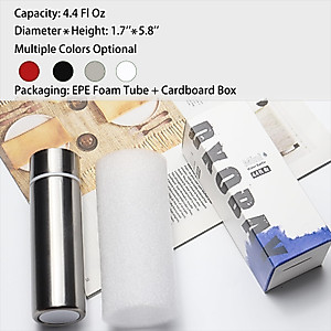 Dxobay Cute Small Water Bottle, 4.4 Fl. Oz, Mini Slim Flask for Women, Kids & Girls, Portable Skinny Purse Water Bottle, Vacuum Insulated Reusable Leak Proof Stainless Steel Hydroflask Thermos