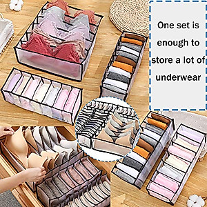 5 PCS Underwear Drawer Organizer Divider,Folable Closet Storage Drawer Divider Includes 6/7/7/11/11 Cell