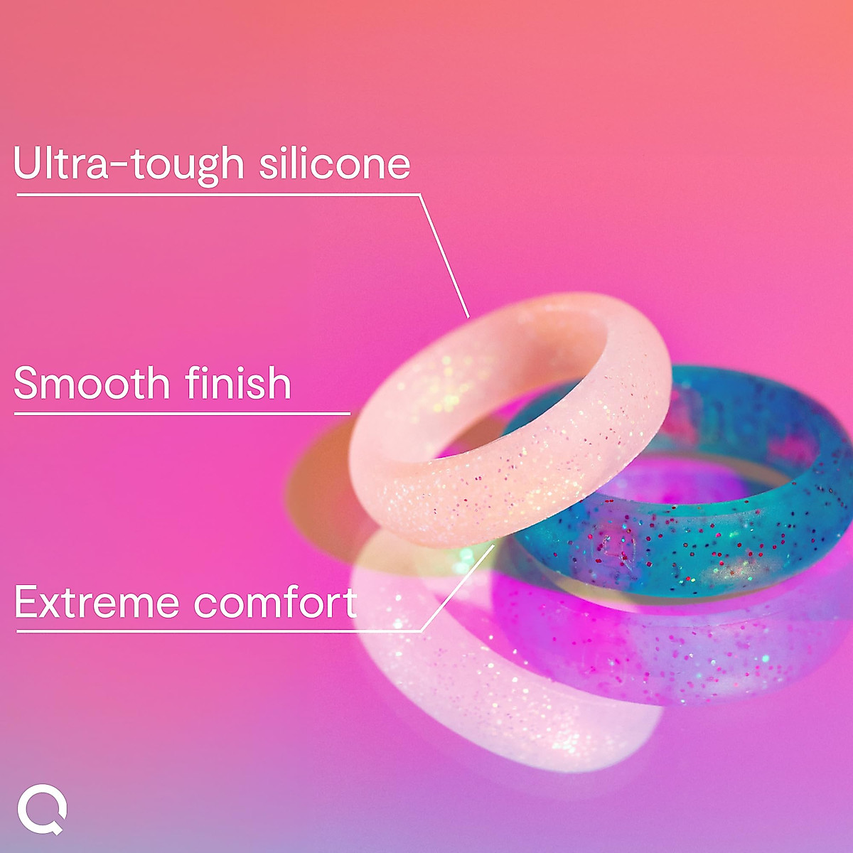 QALO Silicone Ring for Women, Pixie Dust Classic (Size 05) - Breathable & Durable Silicone Wedding Bands - Womens Silicone Wedding Rings - Rubber Engagement Rings for Her