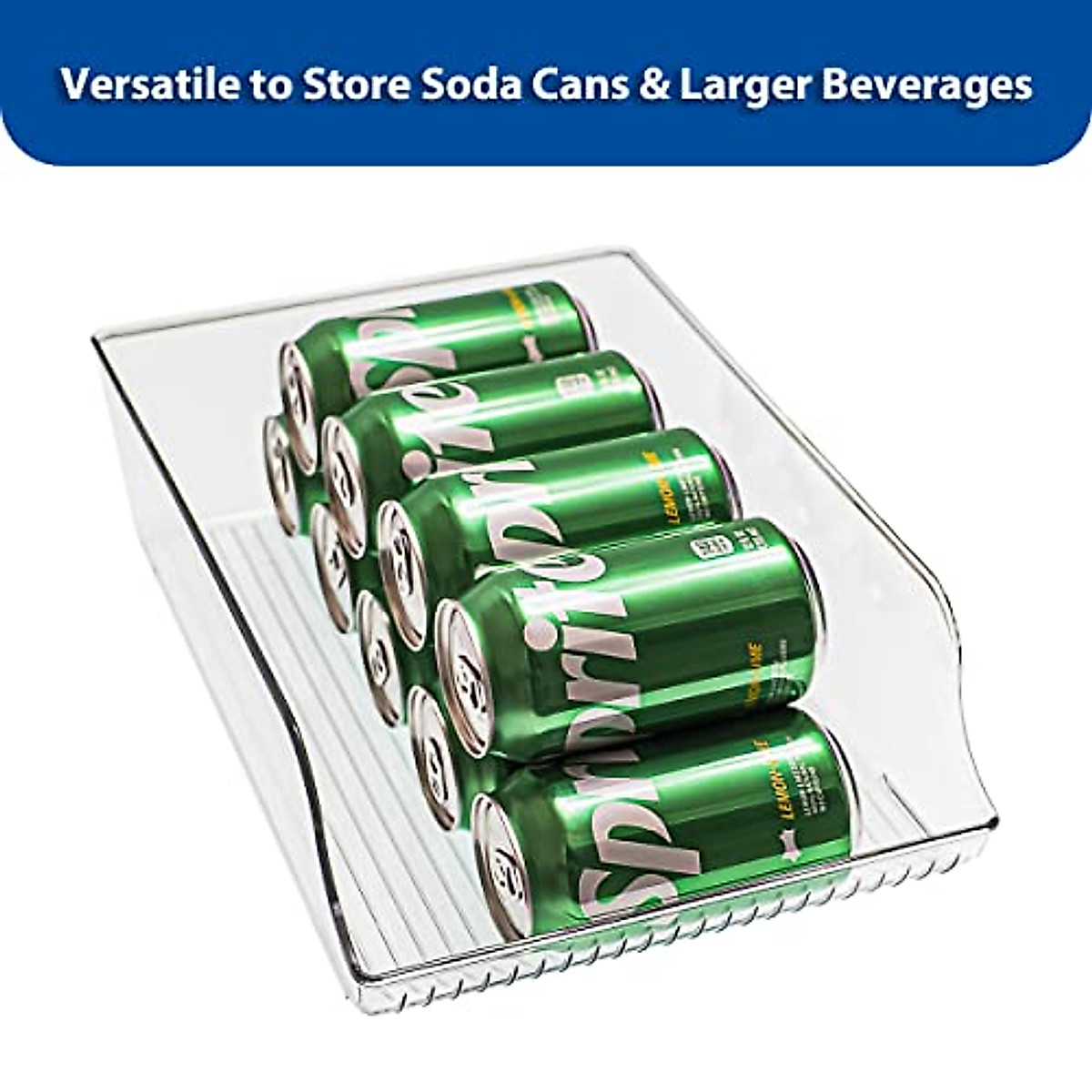 Lifetime Home 4 Pack Clear Water Bottle Dispenser Organizer Bins for Refrigerator - BPA-Free - Fridge Tray for Drinks Soda Cans & Beer - Perfect Refrigerator Organization & Storage